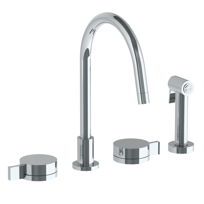 WATERMARK Elements 21 Deck Mounted 4 Hole gooseneck kitchen Set - Incl ...