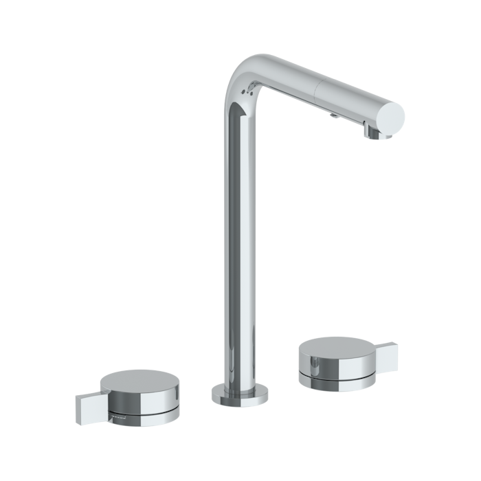 WATERMARK Elements 21 Deck Mounted 3 Hole Square Top Kitchen Faucet wi ...