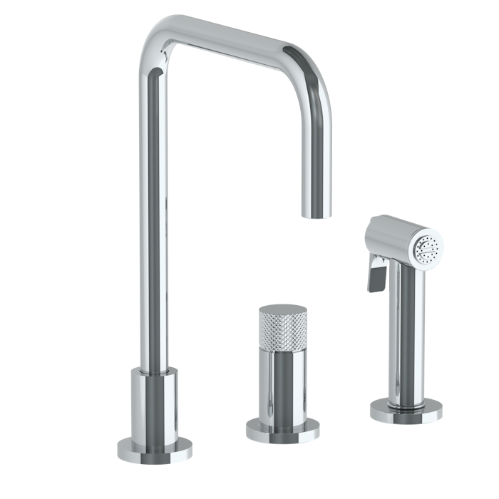 WATERMARK Titanium 22 Deck Mounted 3 Hole Square Top Kitchen Set - Inc ...