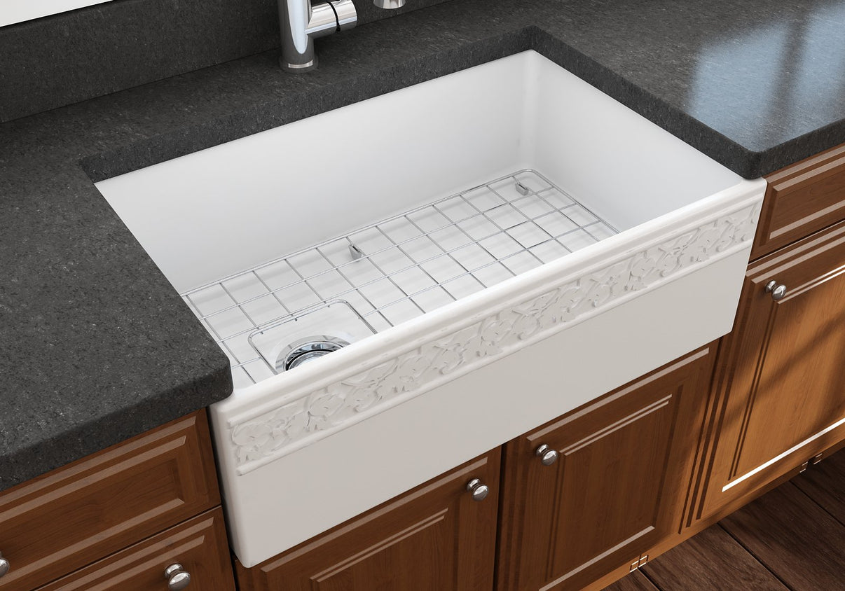 Bocchi Farmhouse Apron Front Fireclay 30" Single Bowl Kitchen Sink (Ca ...
