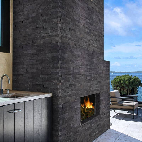 Midnight Black Stackstone Ledger Stone Slate – Sognare Tile & Stone ...